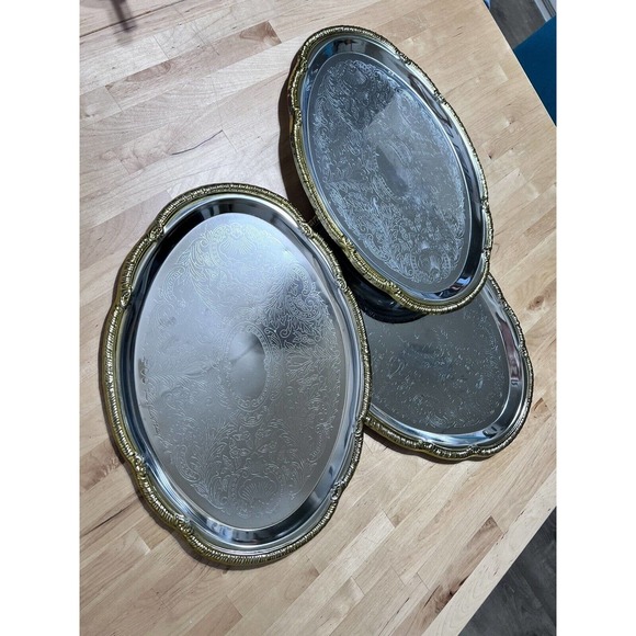 Dura-ware | Dining | 3 Duraware Oval Chrome Plated Serving Trays With ...